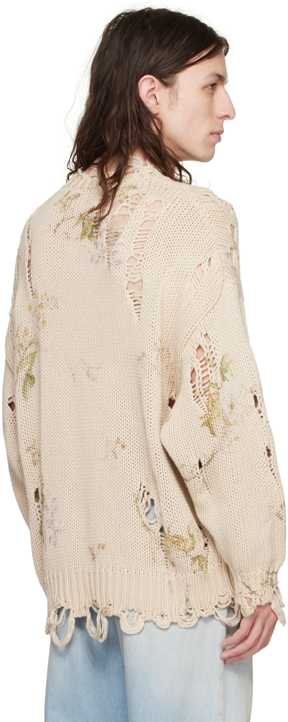 R13 Beige Distressed Sweater R13