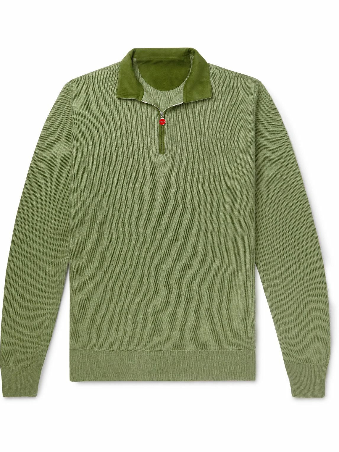 Kiton - Honeycomb-Knit Linen and Cashmere-Blend Half-Zip Sweater ...
