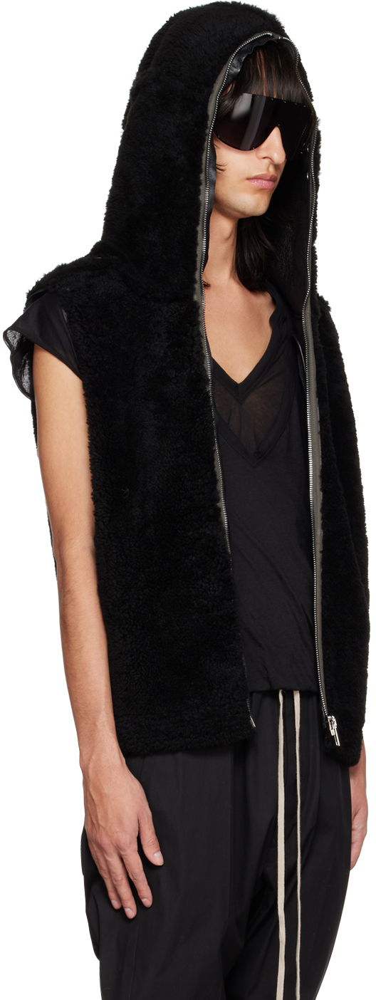 Rick Owens Black Gimp Shearling Vest Rick Owens