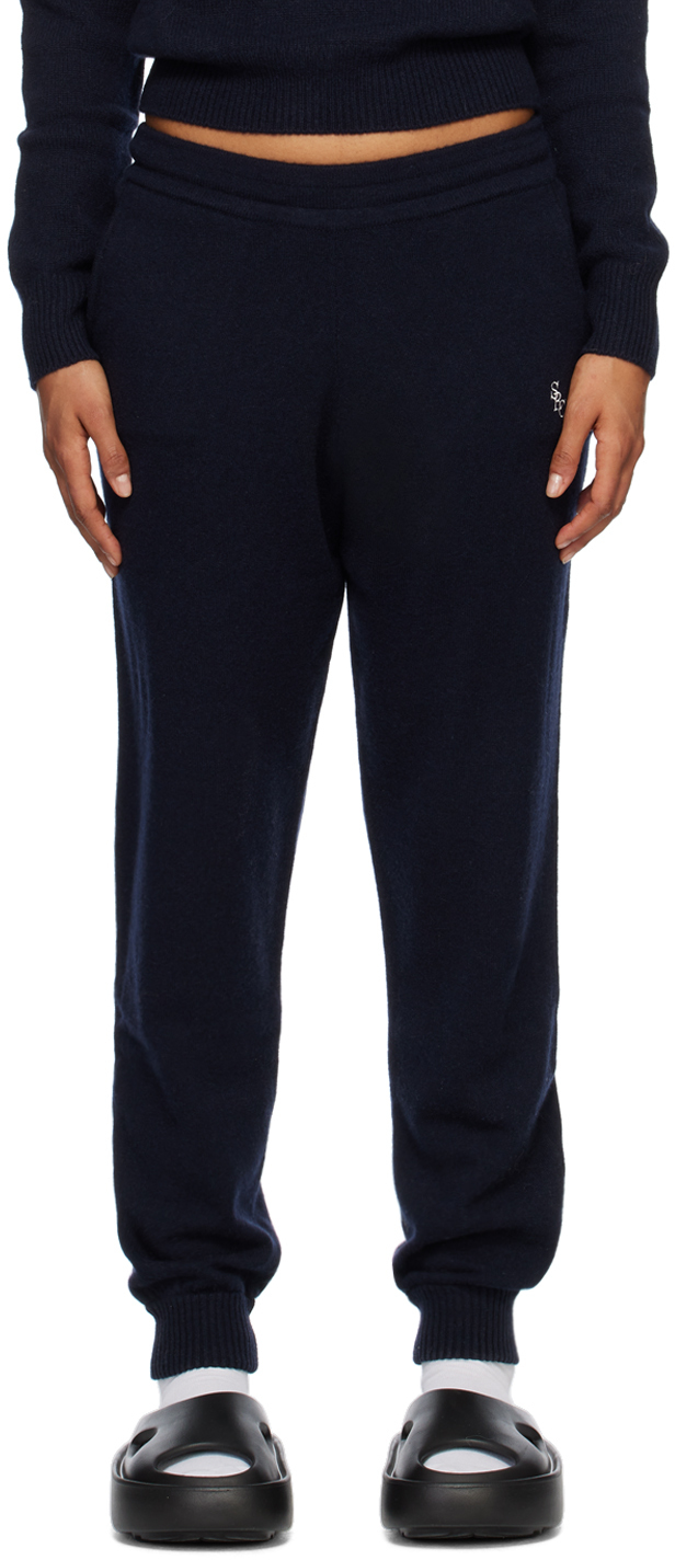 Sporty & Rich Navy Embroidered Sweatpants Sporty & Rich