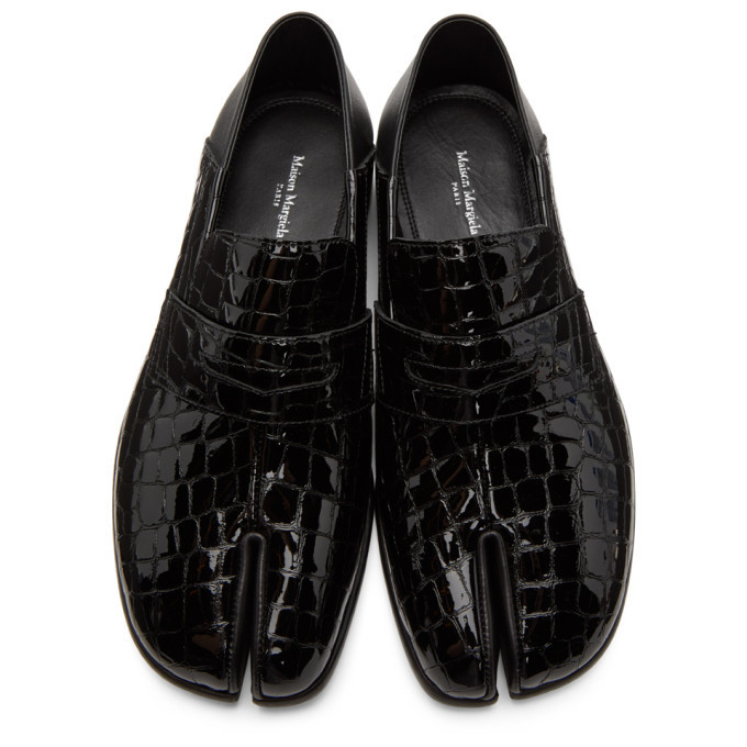 Maison Margiela Black Croc Tabi Loafers Maison Margiela