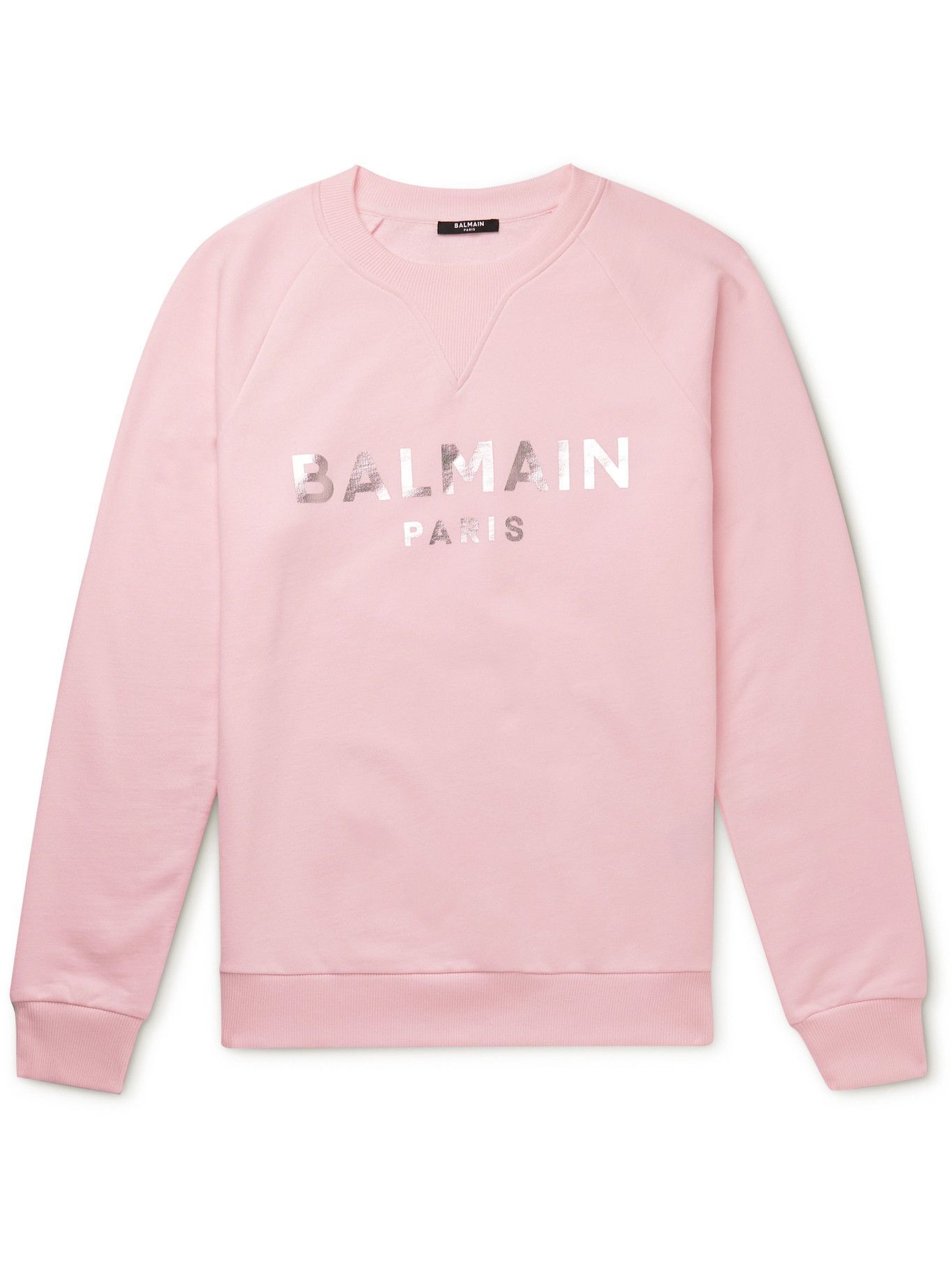 Balmain - Logo-Print Cotton-Jersey Sweatshirt - Pink Balmain
