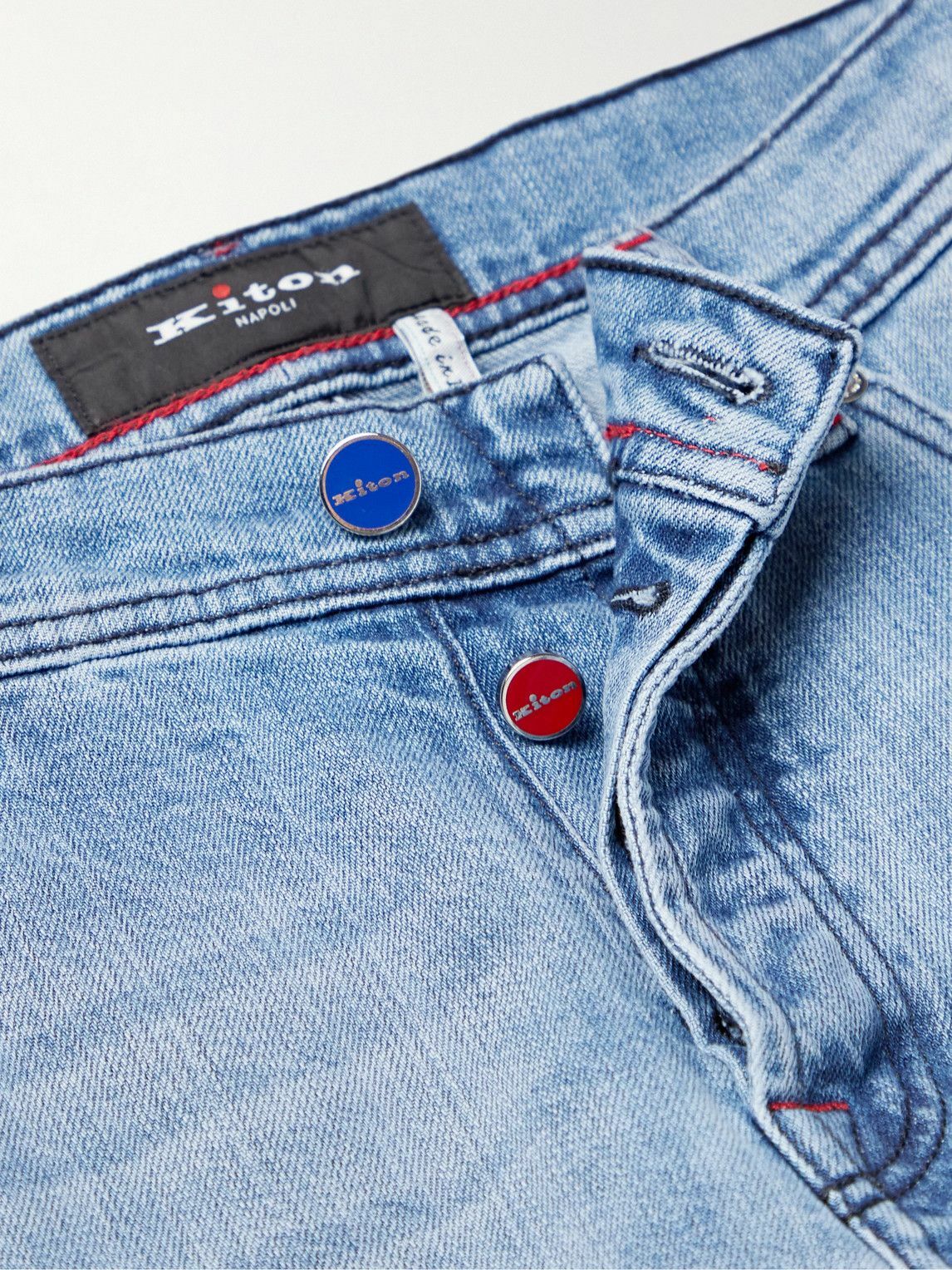 Kiton - Slim-Fit Straight-Leg Selvedge Jeans - Blue Kiton