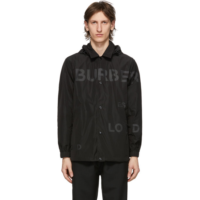 Burberry Black Logo Print Ealing Jacket Burberry