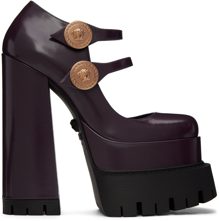 Versace Burgundy Medusa Aevitas Heels Versace
