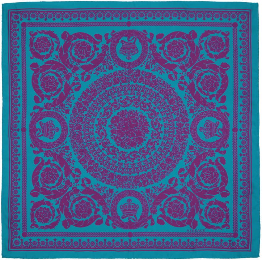 Versace Blue & Purple Barocco Scarf Versace