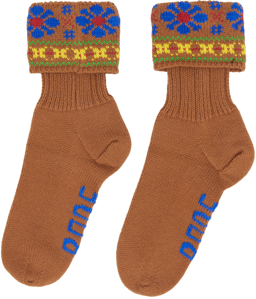 Bode Brown Flower Pot Socks Bode