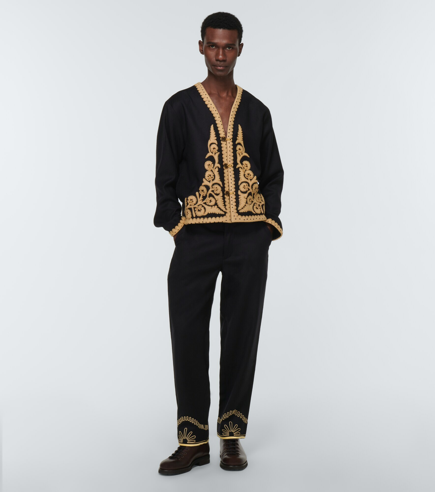 Bode - Myrtle Flower embroidered wool jacket Bode