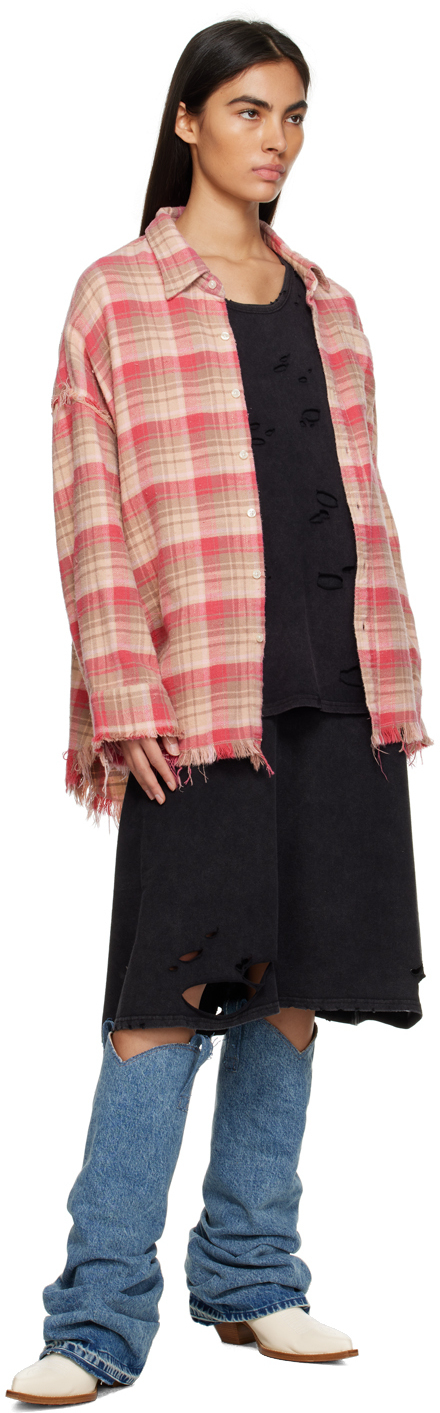 R13 Black Doubled Up Distressed Midi Dress R13