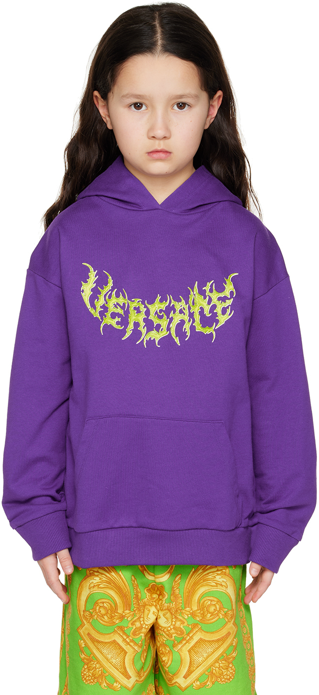 Versace Kids Purple Bonded Hoodie Versace