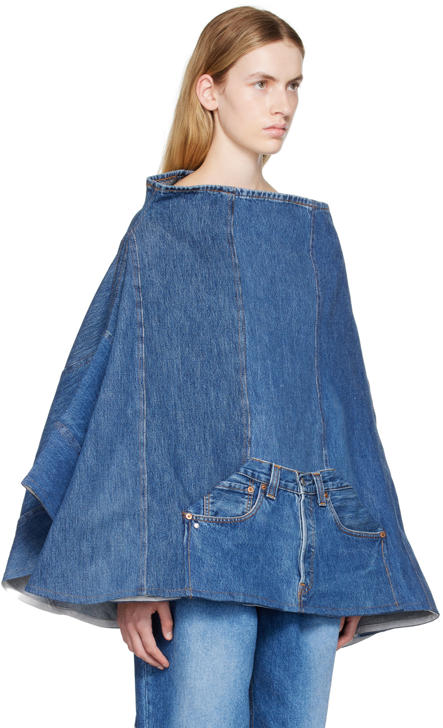 Bless Blue Poncho-Style Denim Jacket Bless