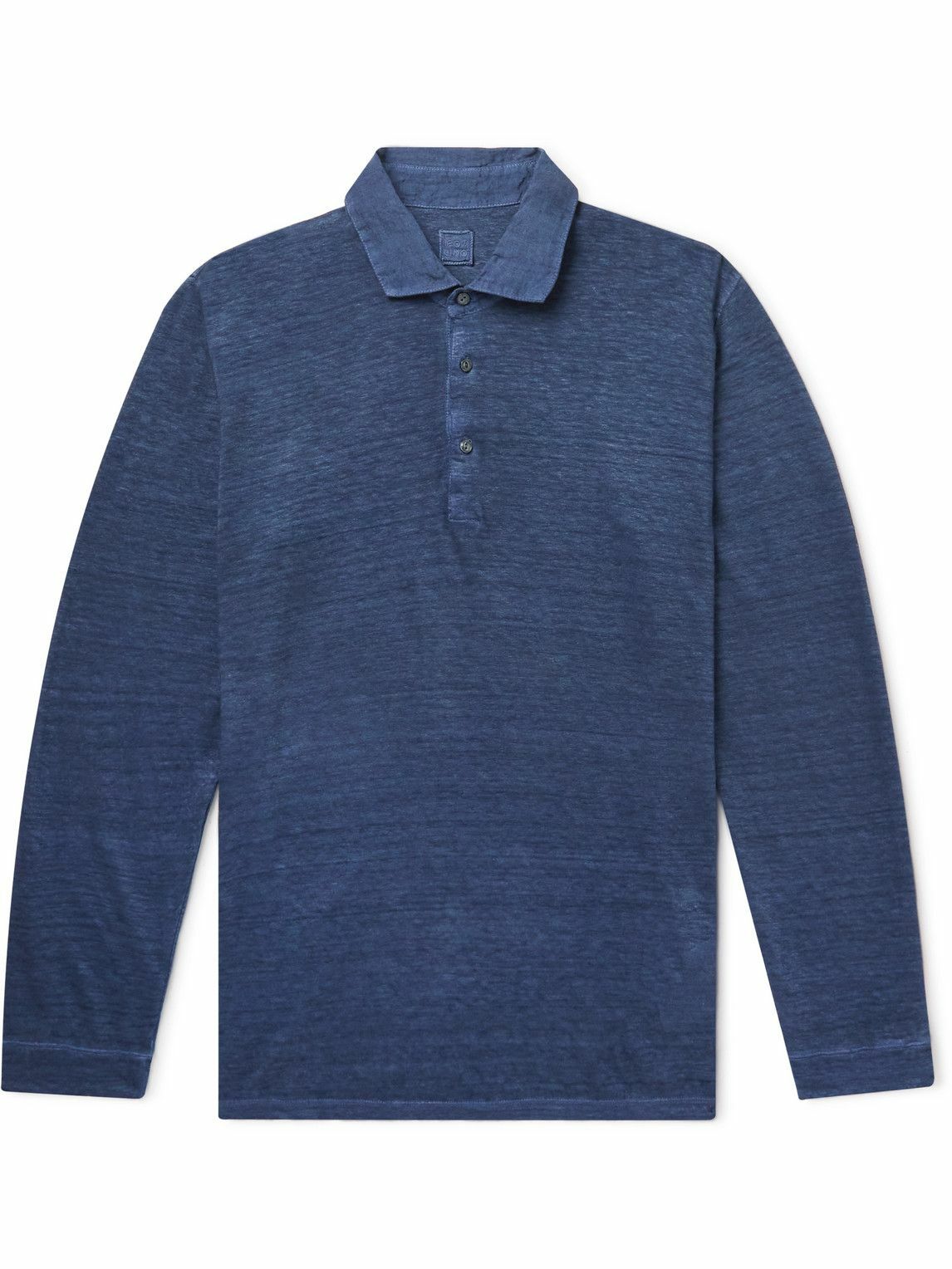 120% - Linen Polo Shirt - Blue 120%