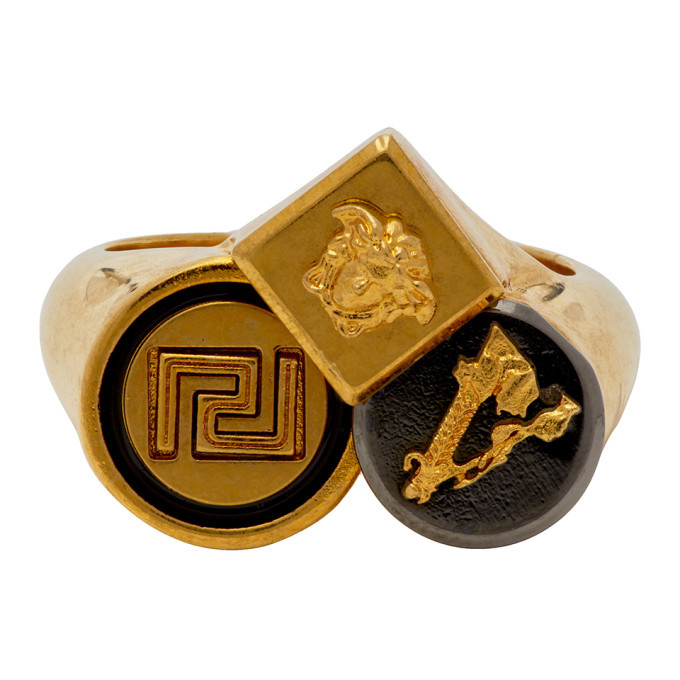 Versace Gold Logo Trio Ring Versace