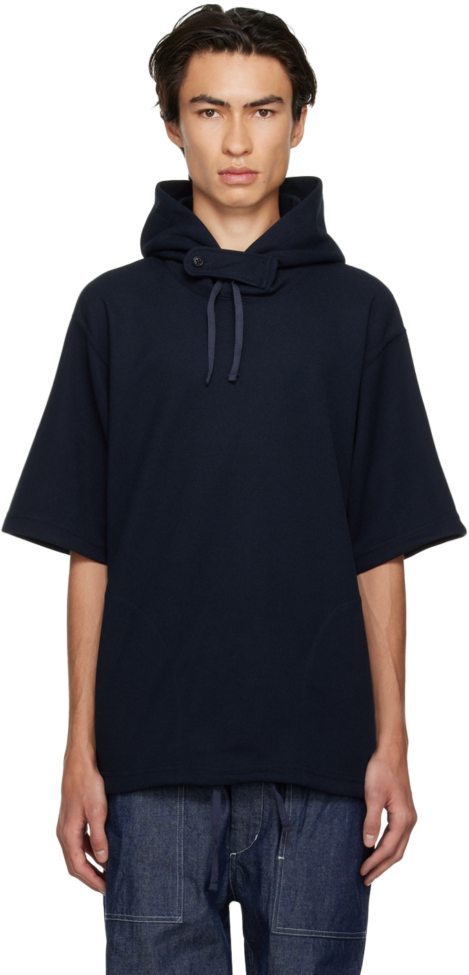 Engineered Garments Navy Drawstring Hoodie Engineered Garments