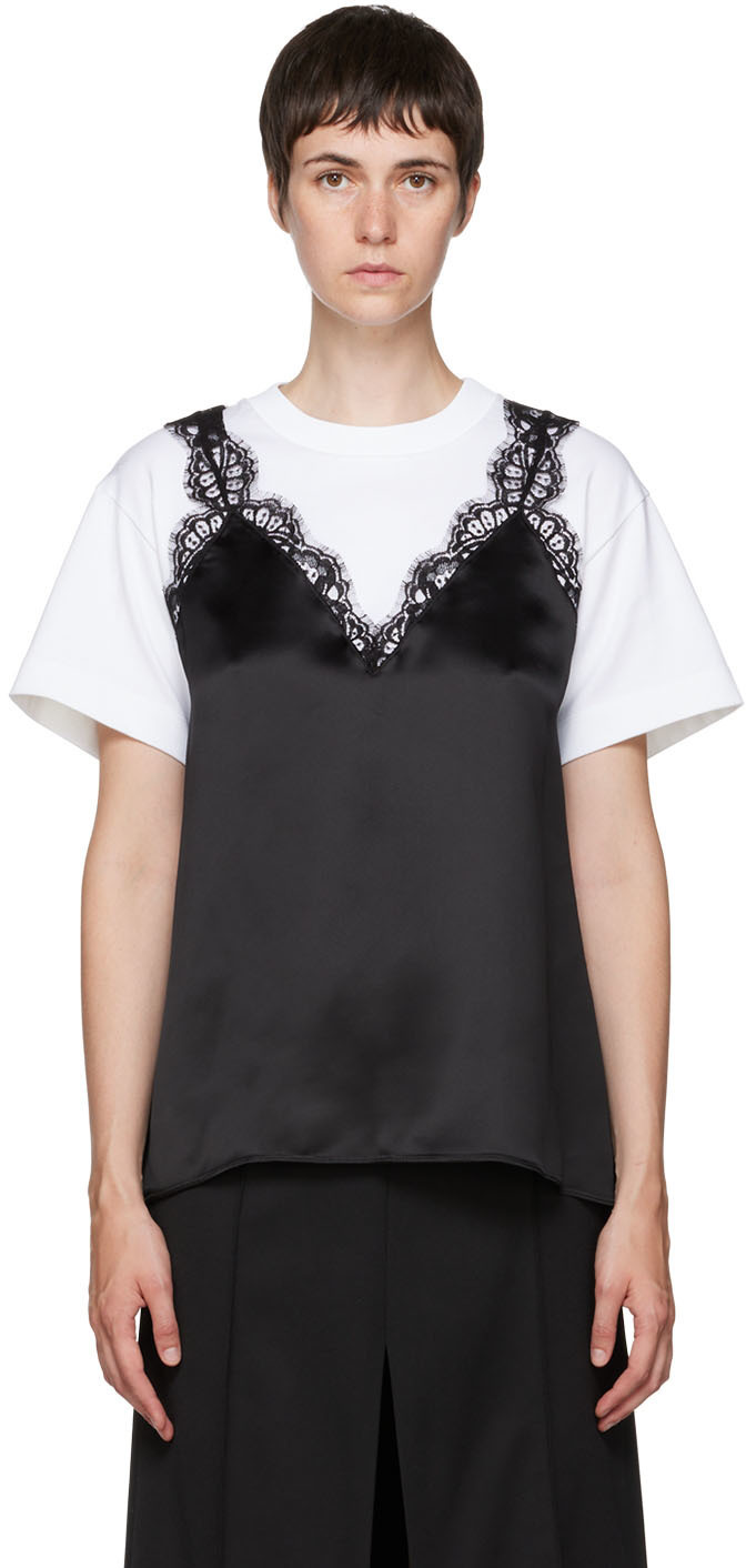 Alexander McQueen Black & White Hybrid Cami T-Shirt Alexander McQueen