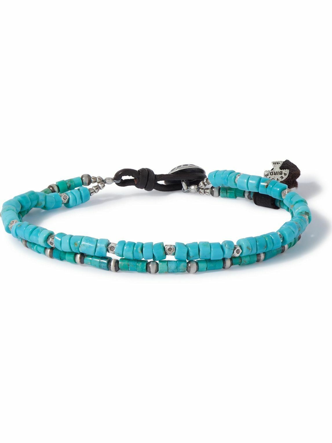 Peyote Bird - Two Oceans Silver, Turquoise and Leather Beaded Bracelet ...