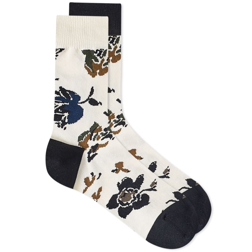 Sacai Men's Flower Sock in Ecru Sacai