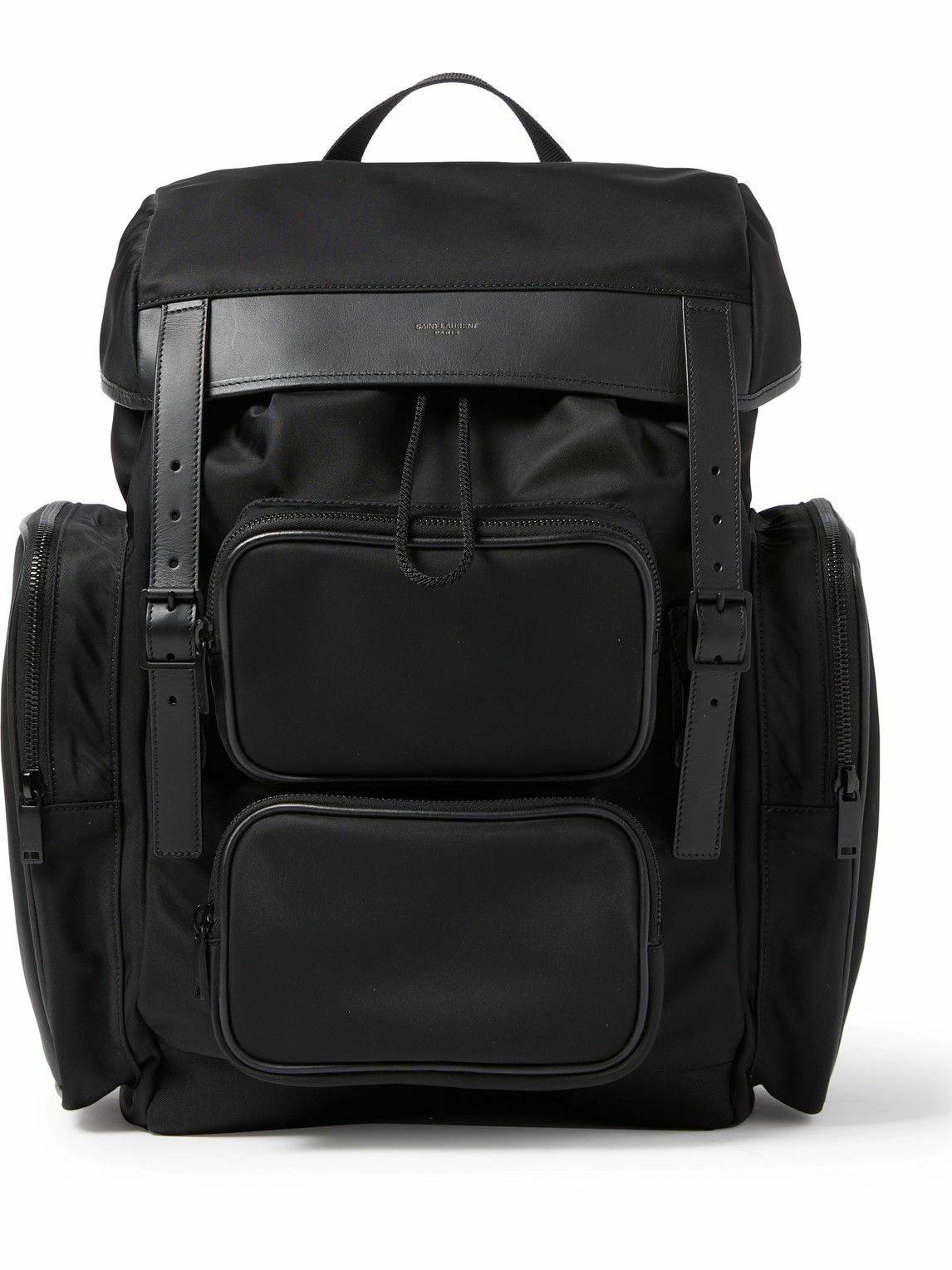 SAINT LAURENT - City Leather-Trimmed ECONYL Backpack - Black Saint Laurent