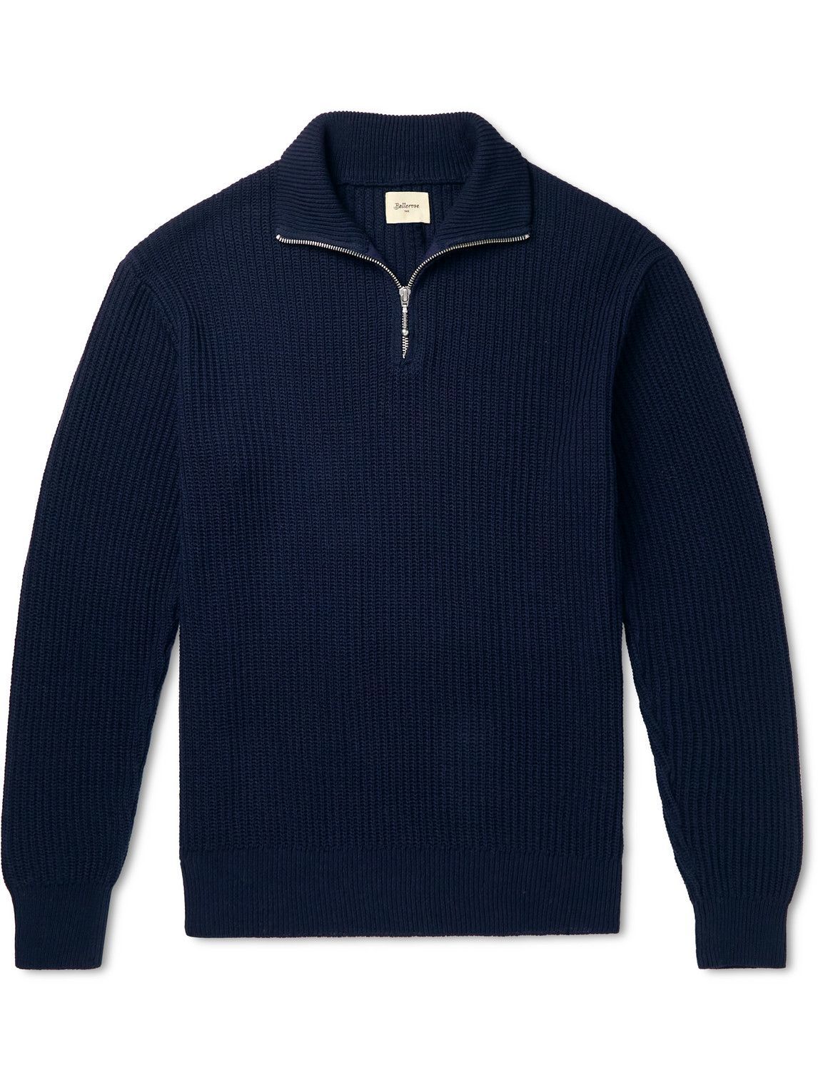 Bellerose - Asil Ribbed Cotton Half-Zip Sweater - Blue Bellerose