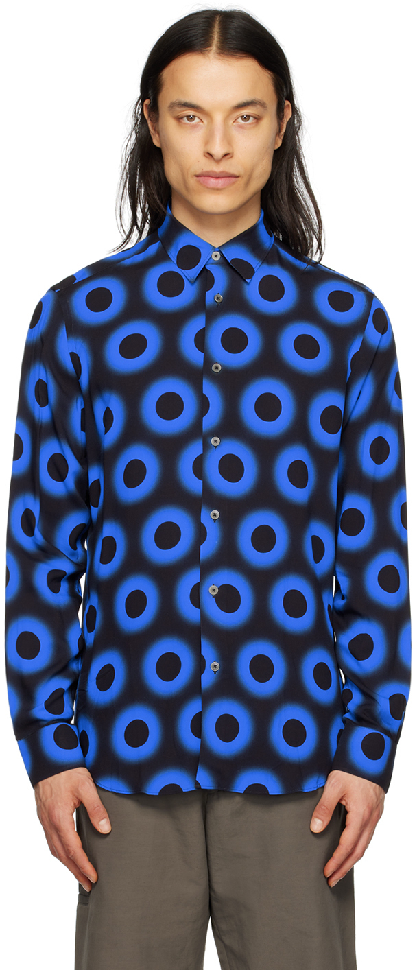 Paul Smith Blue & Black Glow Polka Shirt Paul Smith