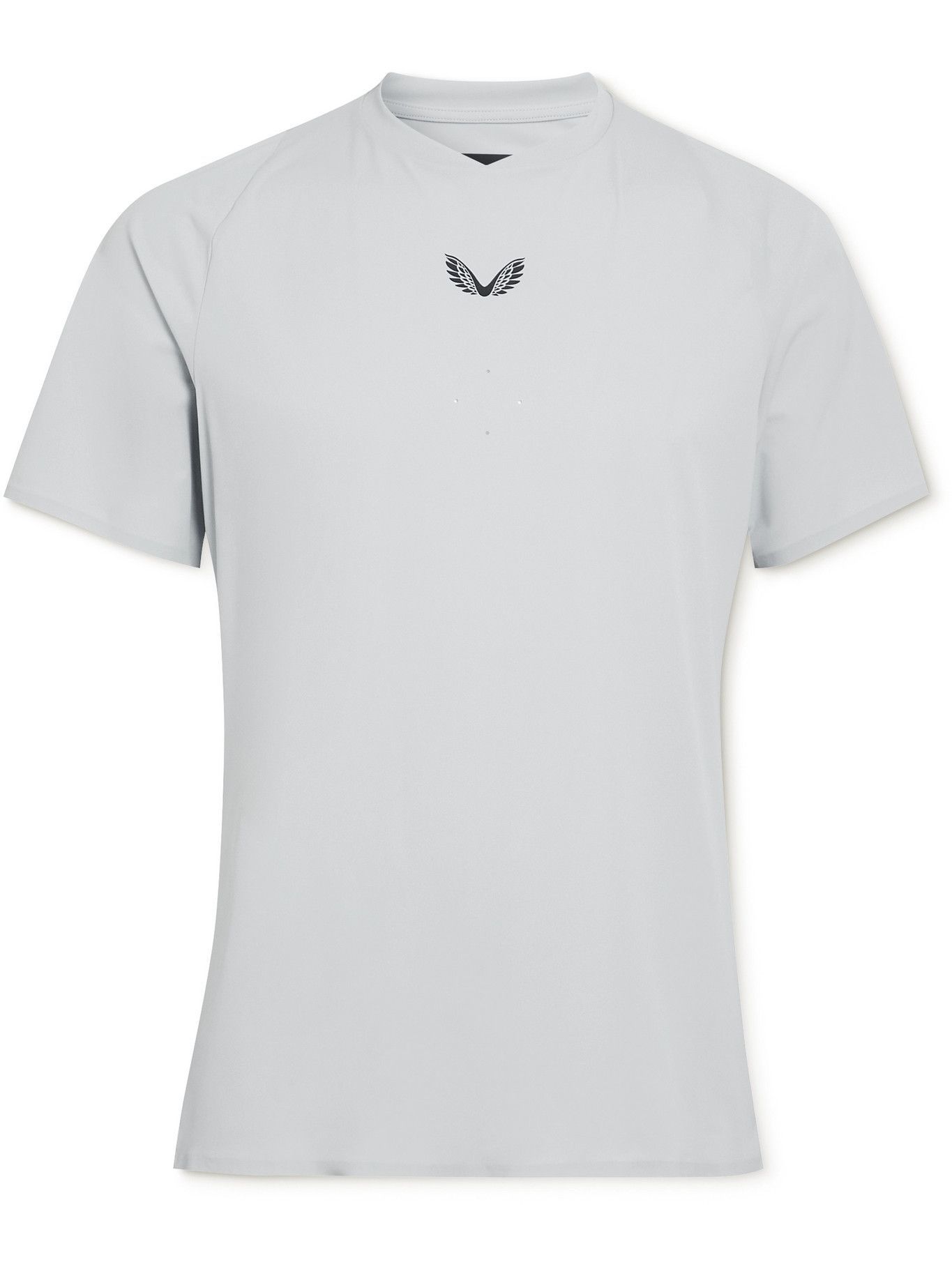 CASTORE - Logo-Print Perforated Stretch-Jersey T-Shirt - Gray CASTORE