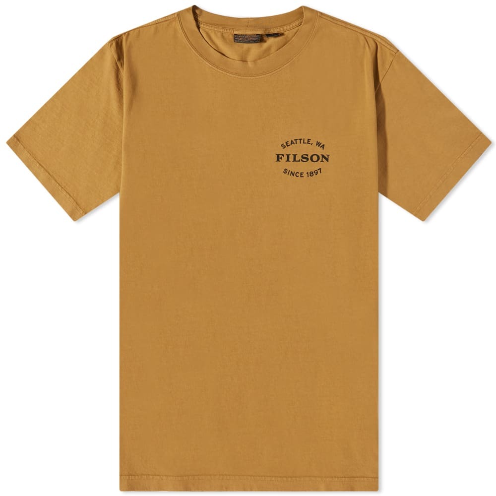 Filson Men's Small Logo Pioneer T-Shirt in Gold Ochre Filson