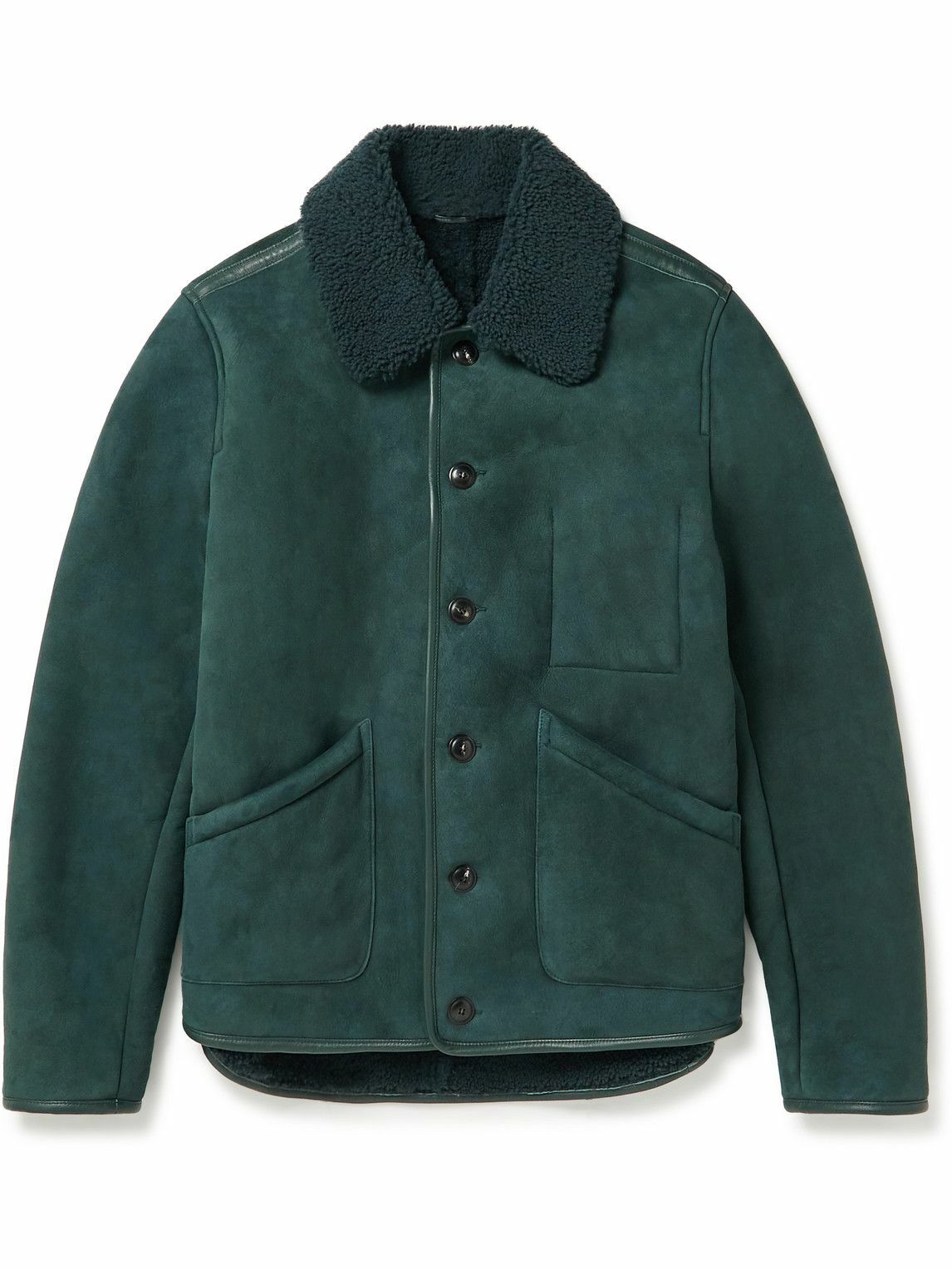 YMC - Brainticket MK2 Leather-Trimmed Shearling Jacket - Green YMC