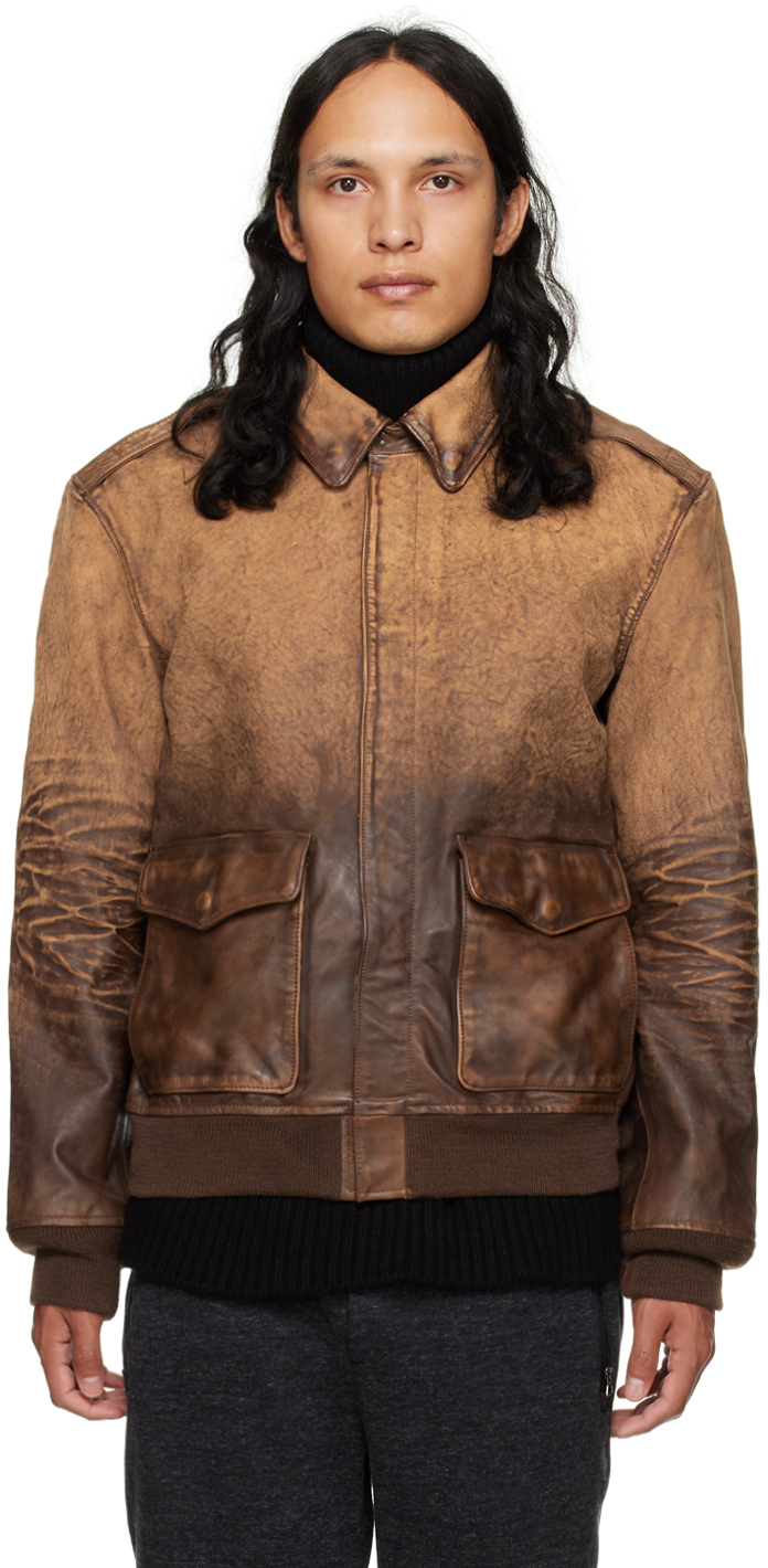 Polo Ralph Lauren Brown Flight Leather Jacket Polo Ralph Lauren