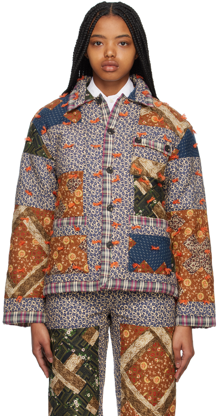 Bode Multicolor Criss Cross Quilt Jacket Bode
