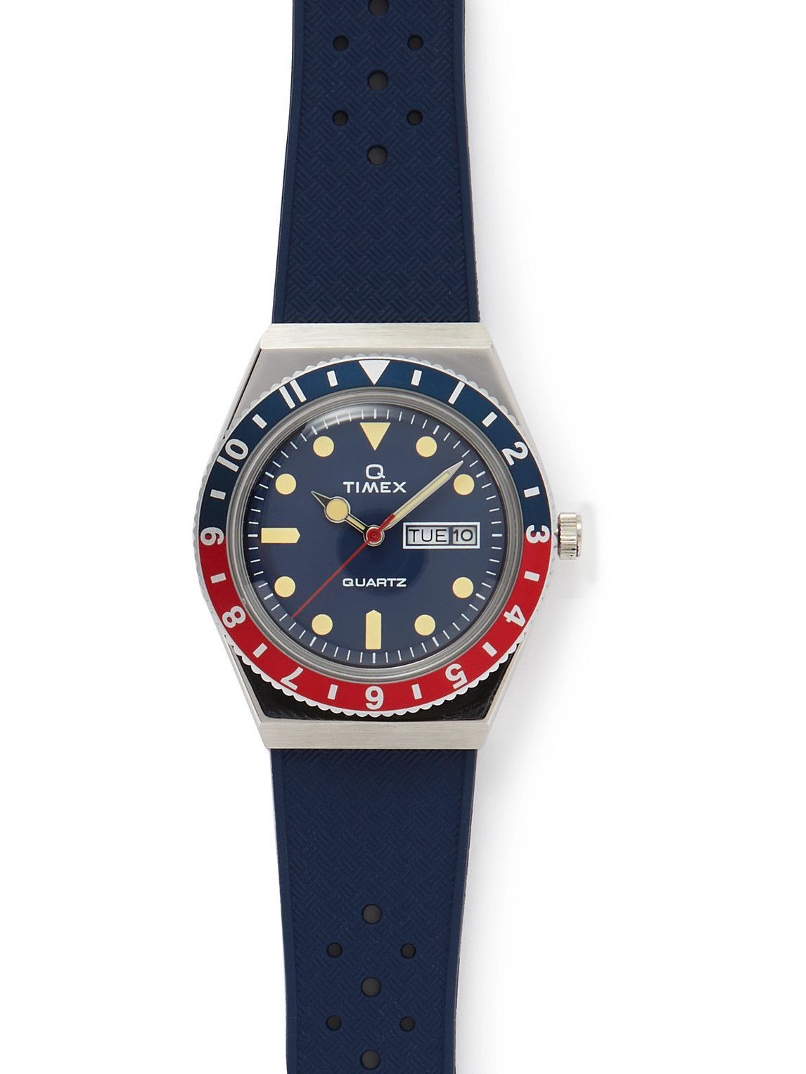 Timex - Q Timex Reissue 38mm Stainless Steel and Rubber Watch Timex