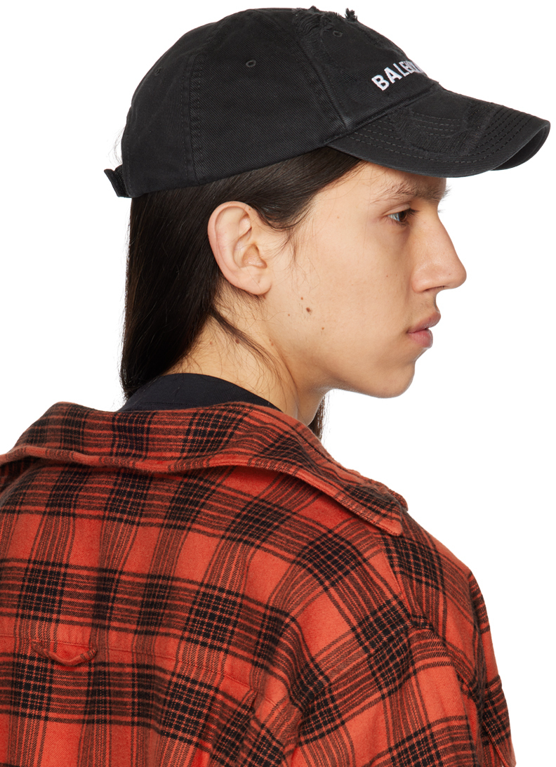 Balenciaga Black Laser Destroyed Cap Balenciaga