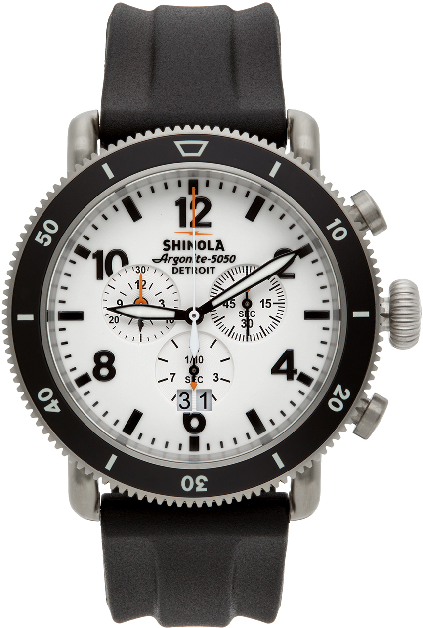 Shinola Silver Runwell Sport Chronograph 'The White Hurricane' 48 mm ...