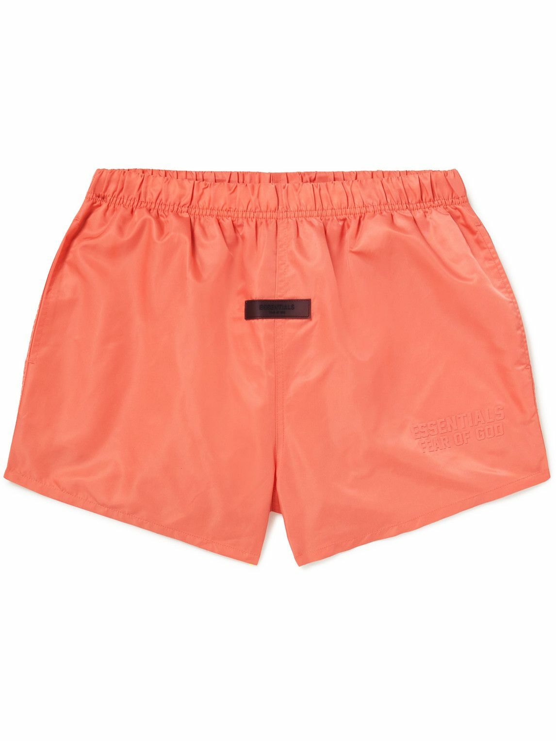 FEAR OF GOD ESSENTIALS - Wide-Leg Logo-Flocked Shell Drawstring Shorts ...