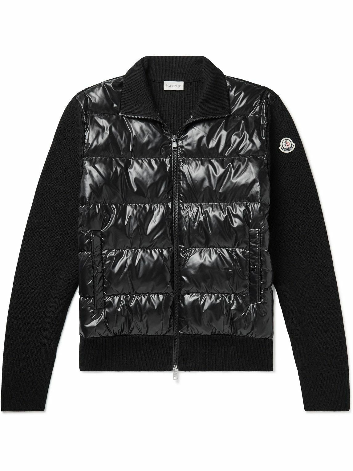 Moncler - Slim-Fit Ribbed Wool and Quilted Shell Down Hooded Zip-Up ...