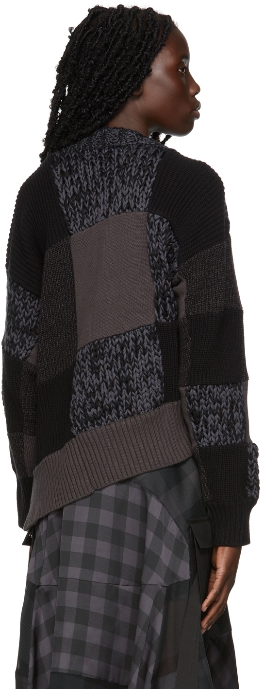 Sacai Grey & Black Check Buffalo Sweater Sacai