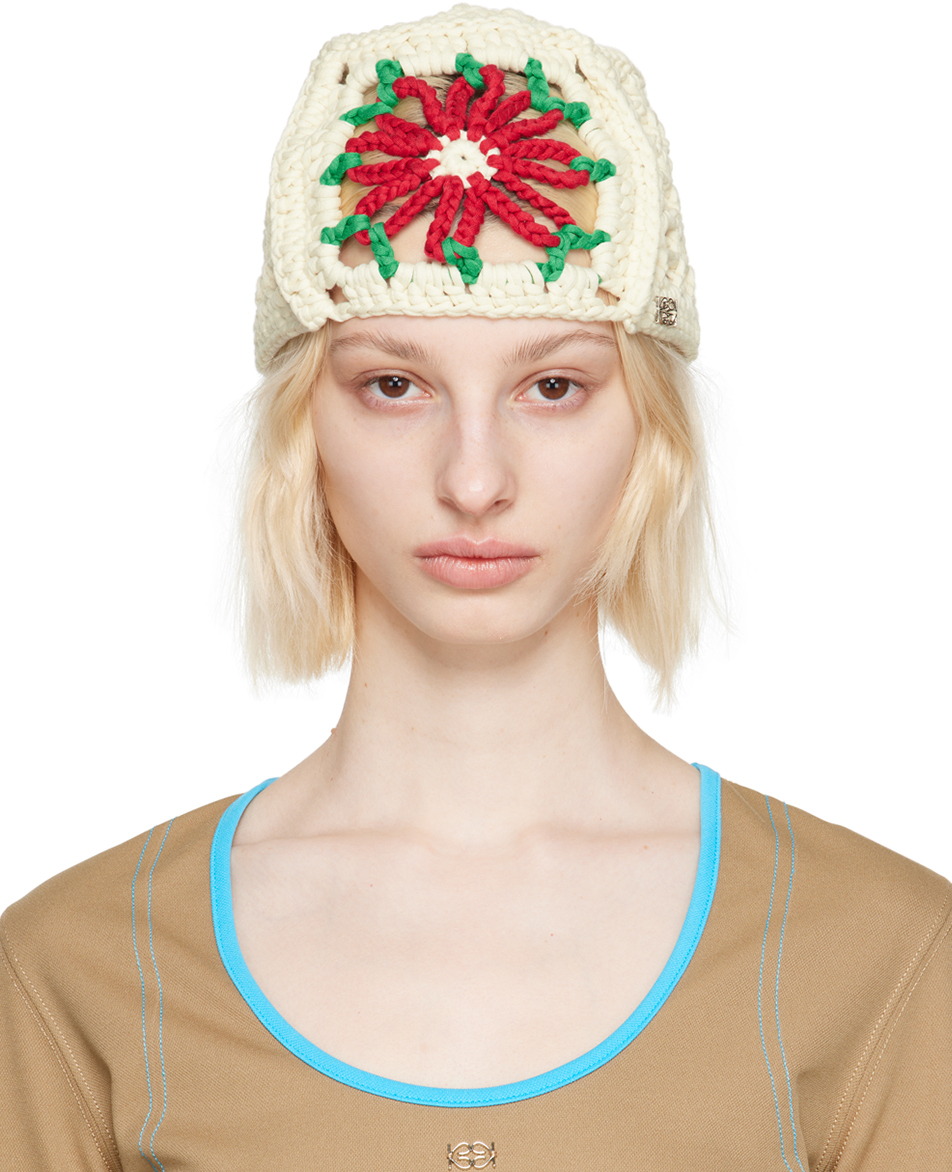 Kijun Off-White Flower Beanie Kijun