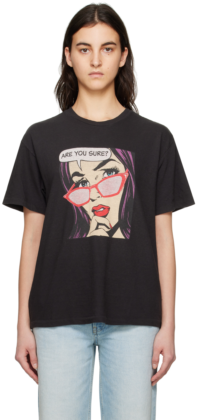 Re/Done Black 'Are You Sure' T-Shirt Re/Done Re/Done Black 'Are You Sure' T-Shirt Re/Done