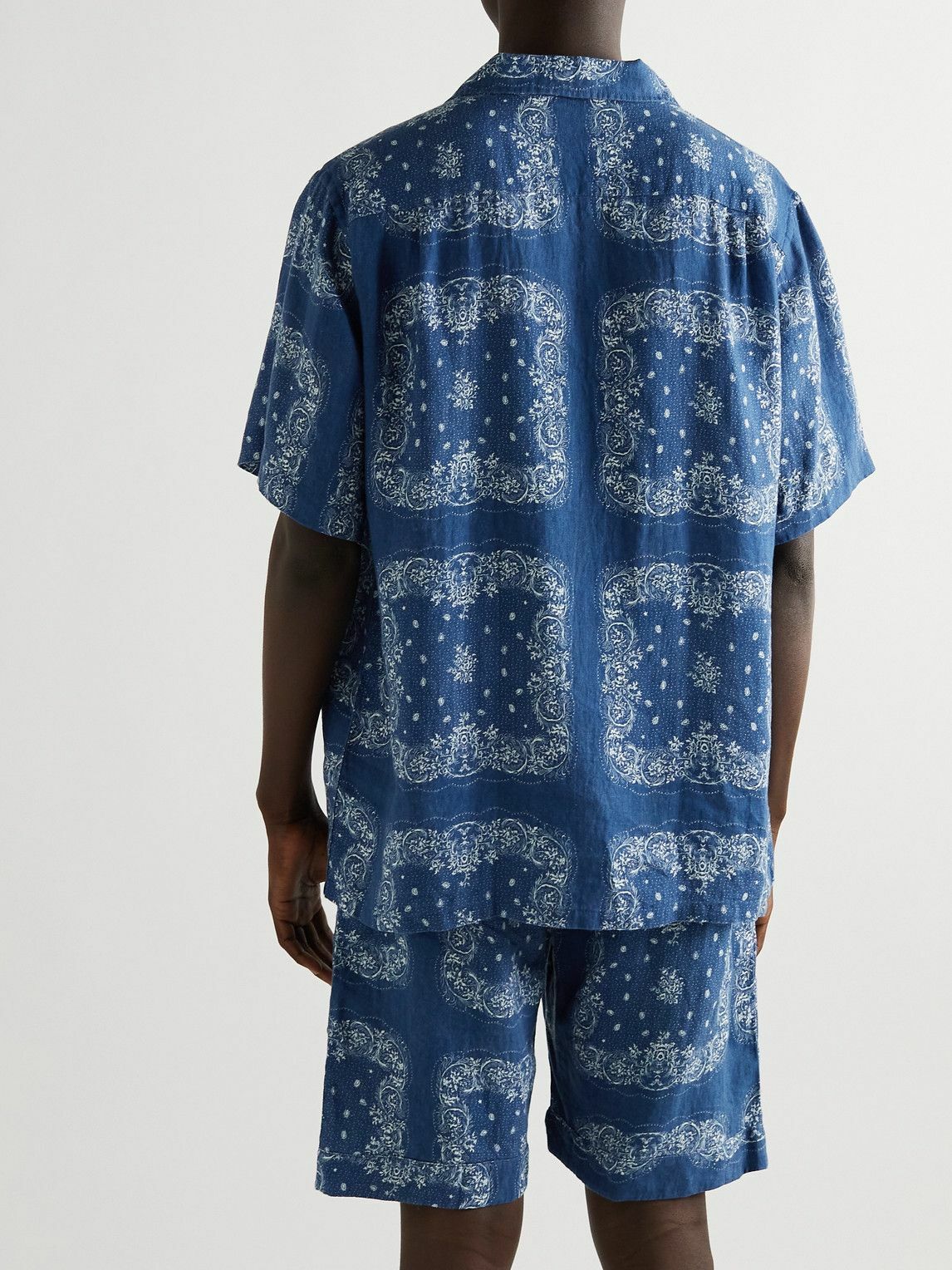 Desmond & Dempsey - Cuban Camp-Collar Bandana-Print Linen Pyjamas ...