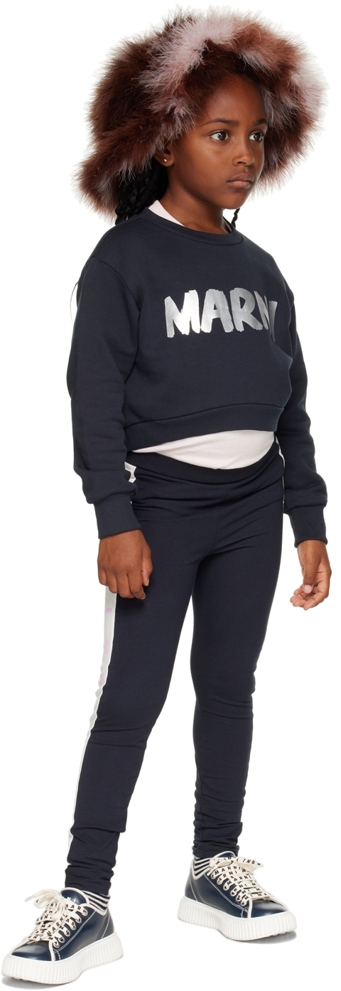 Marni Kids Navy Logo Leggings Marni