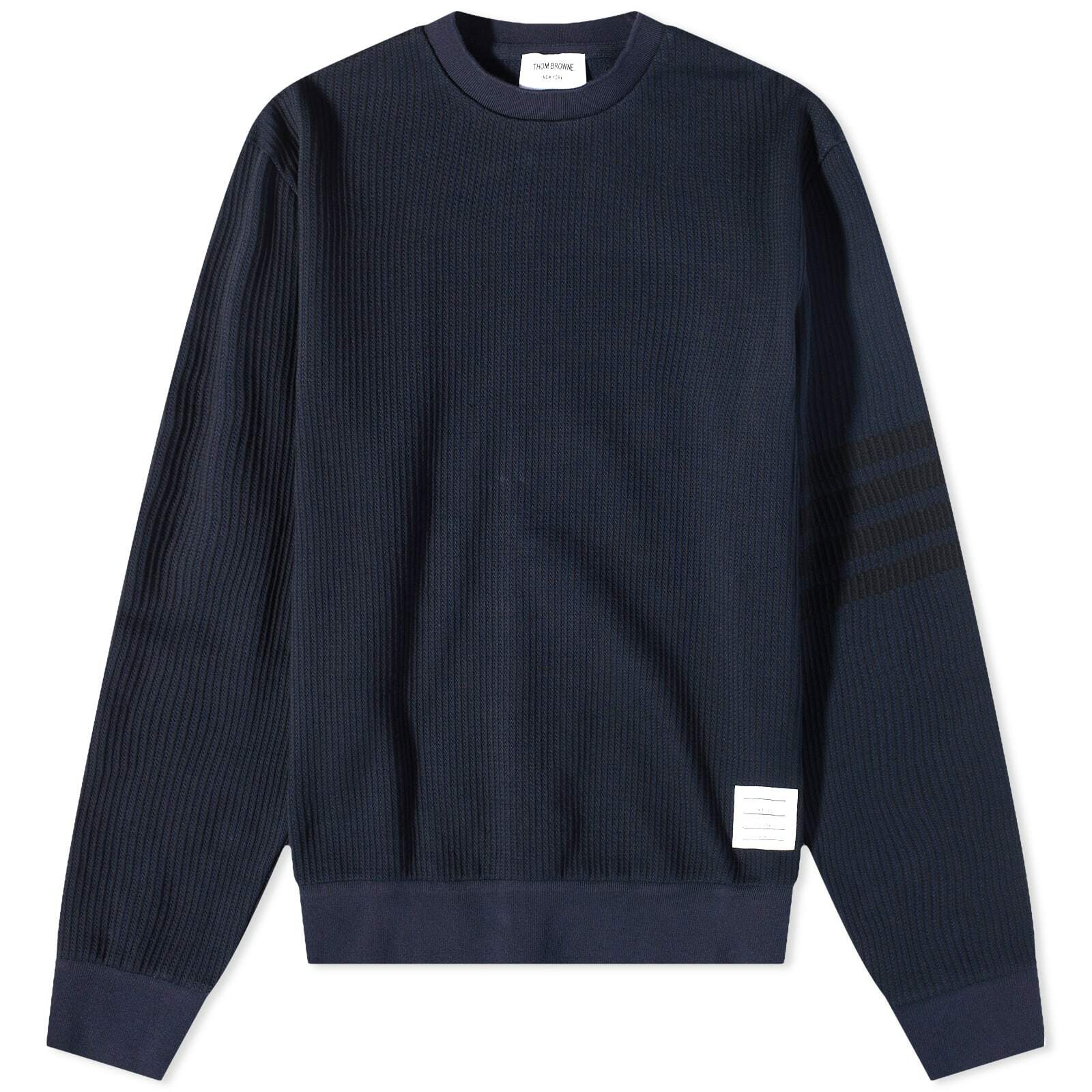 Thom Browne Men's Engineered Stripe Crew Sweat in Navy Thom Browne