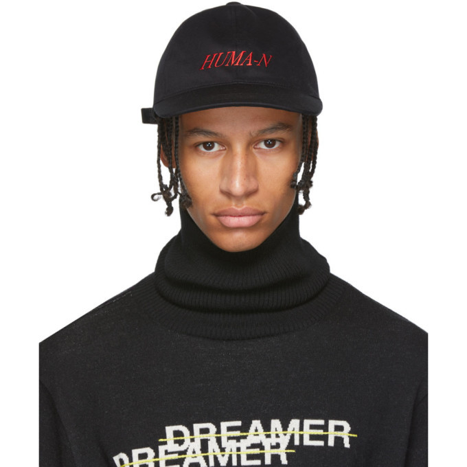 Christian Dada Black Human Embroidery Cap Christian Dada