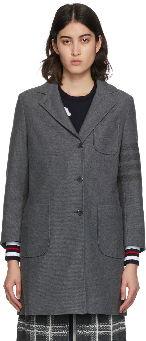 Thom Browne Grey Car Coat Thom Browne