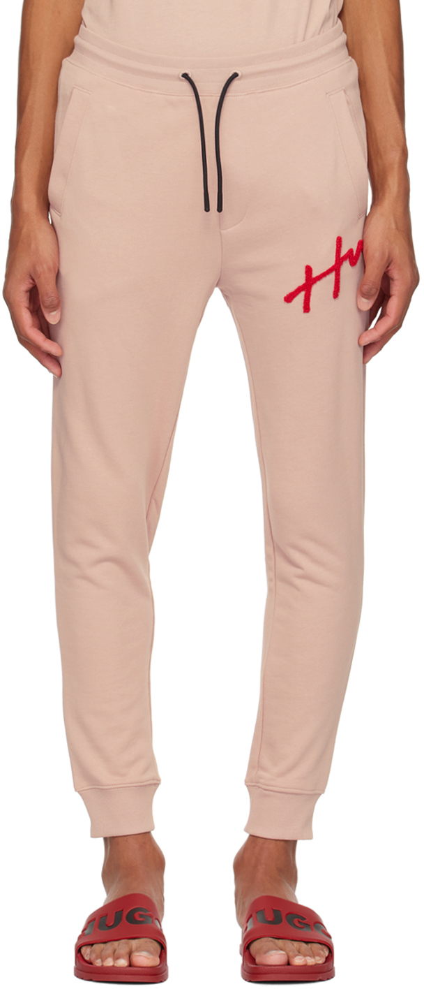 Hugo Pink Embroidered Lounge Pants Hugo Boss