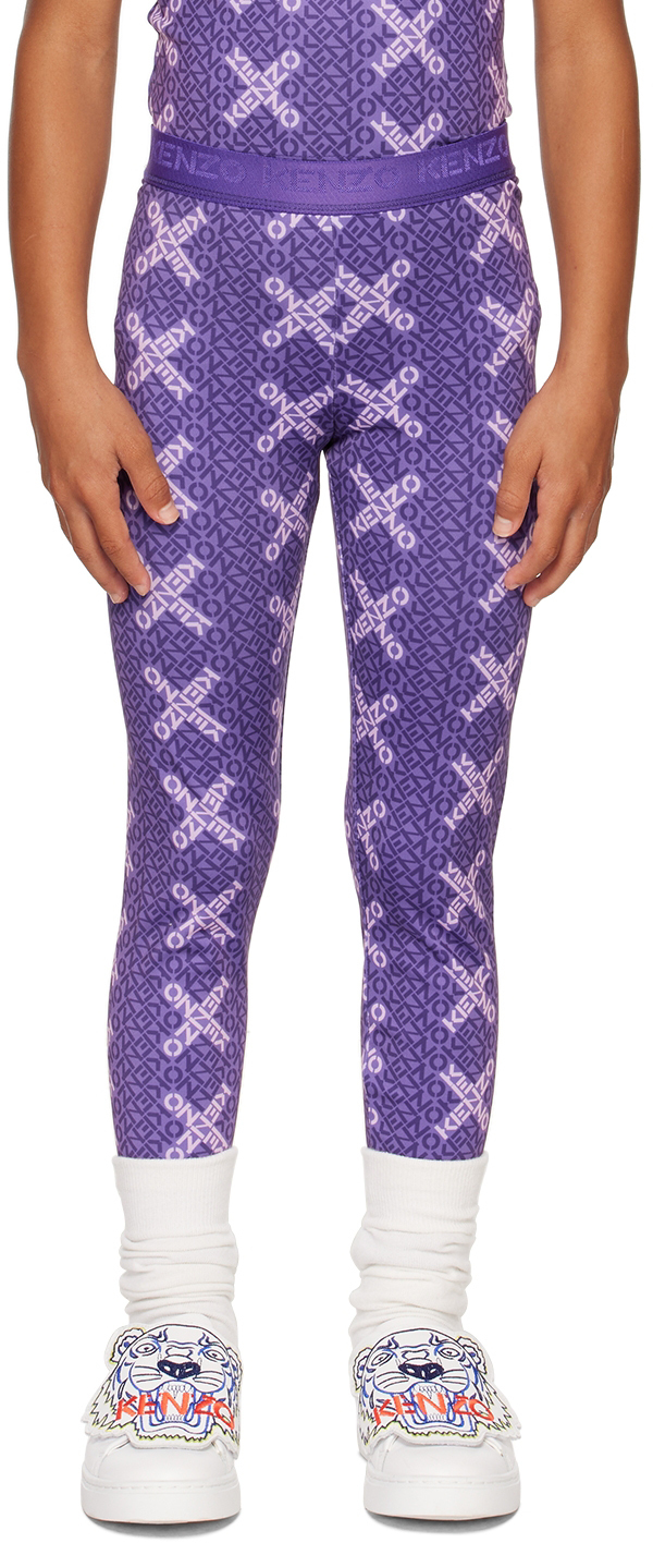 Kenzo Kids Purple Logo Leggings Kenzo