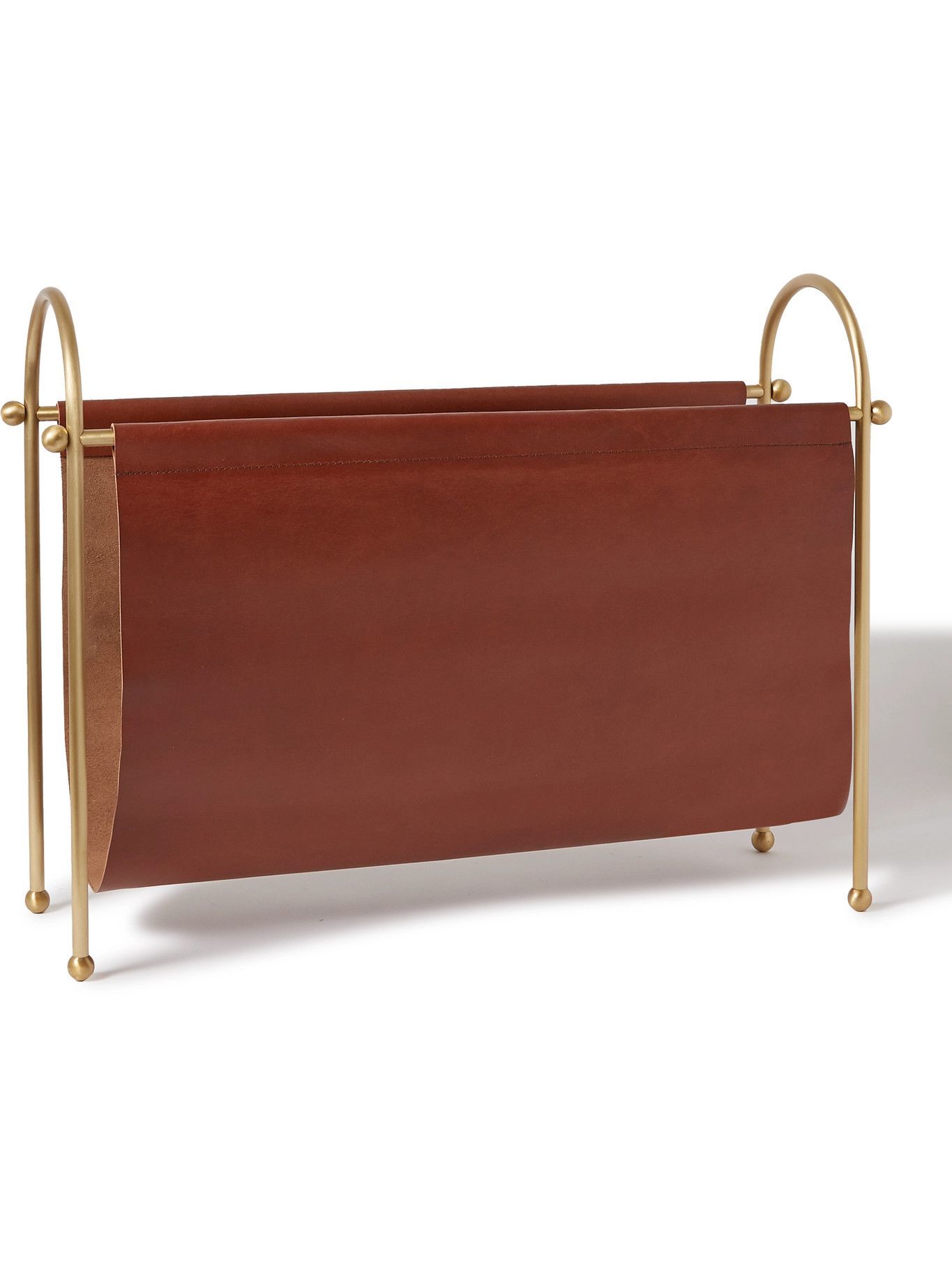SOHO HOME - Meard Full-Grain Leather and Burnished Brass Magazine Rack ...