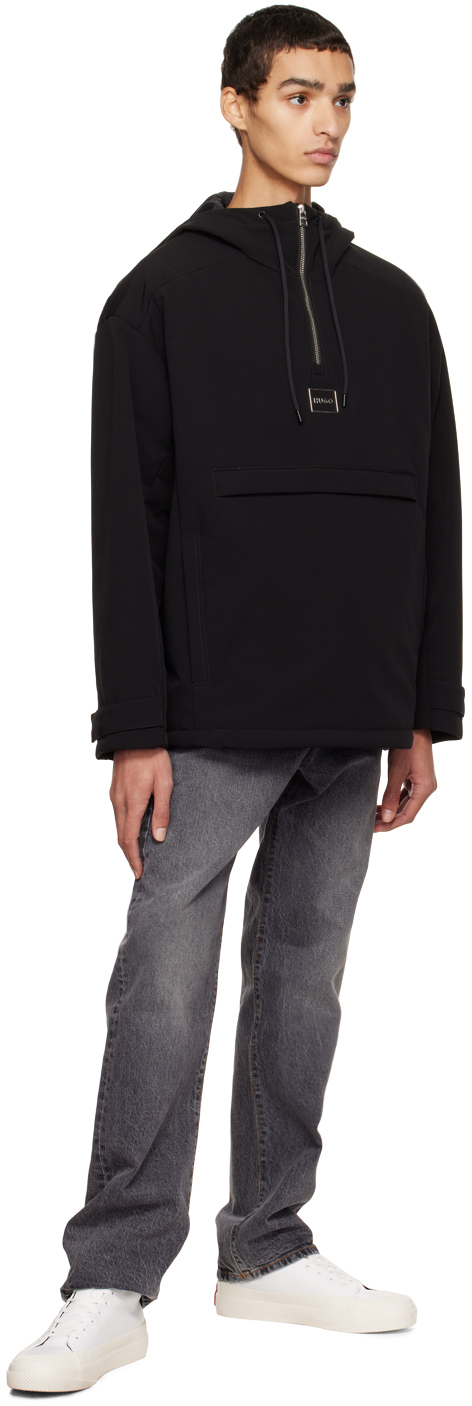 Hugo Black Hooded Windbreaker Jacket Hugo Boss