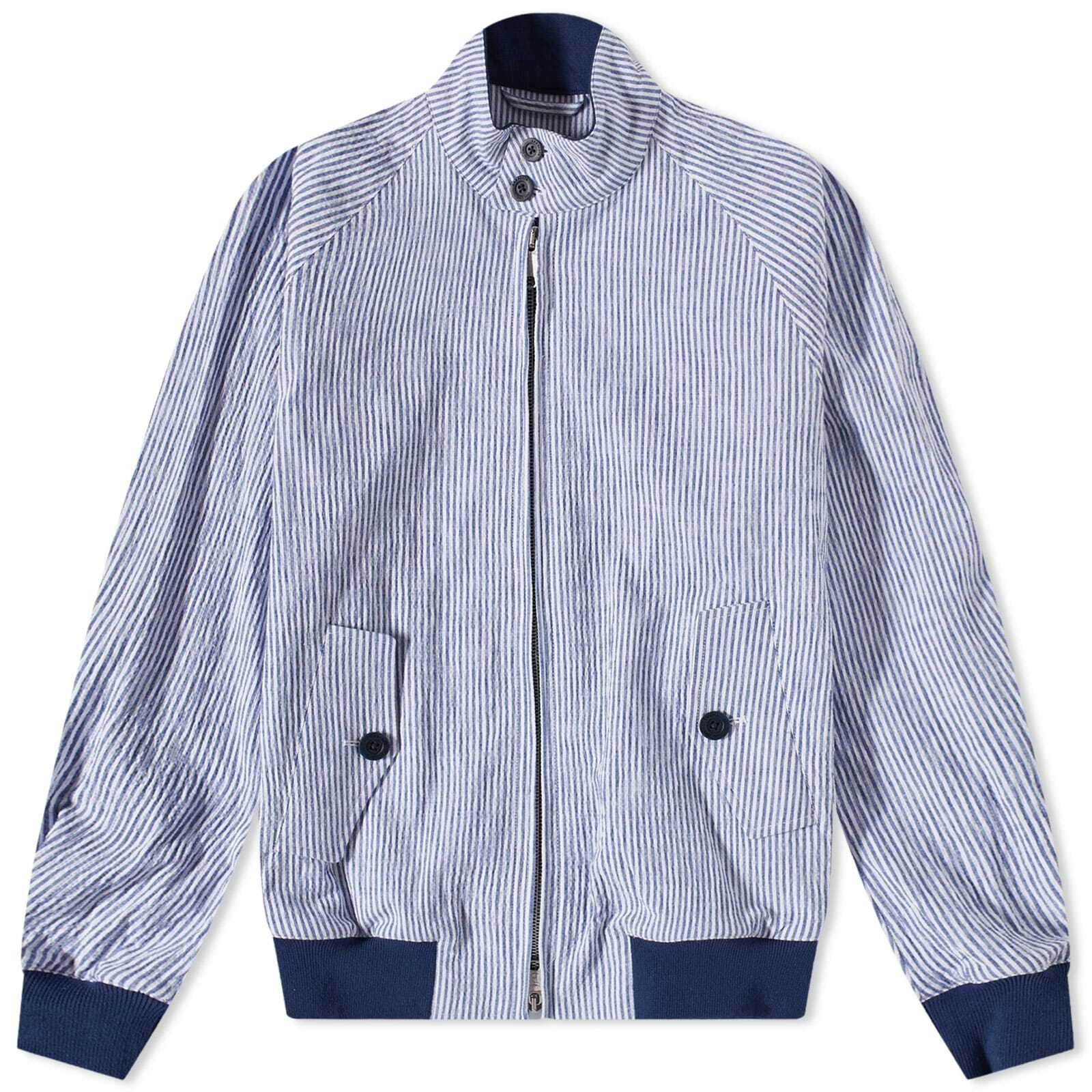 Baracuta Men's G9 AF Seersucker Harrington Jacket in Blue/White Stripe ...