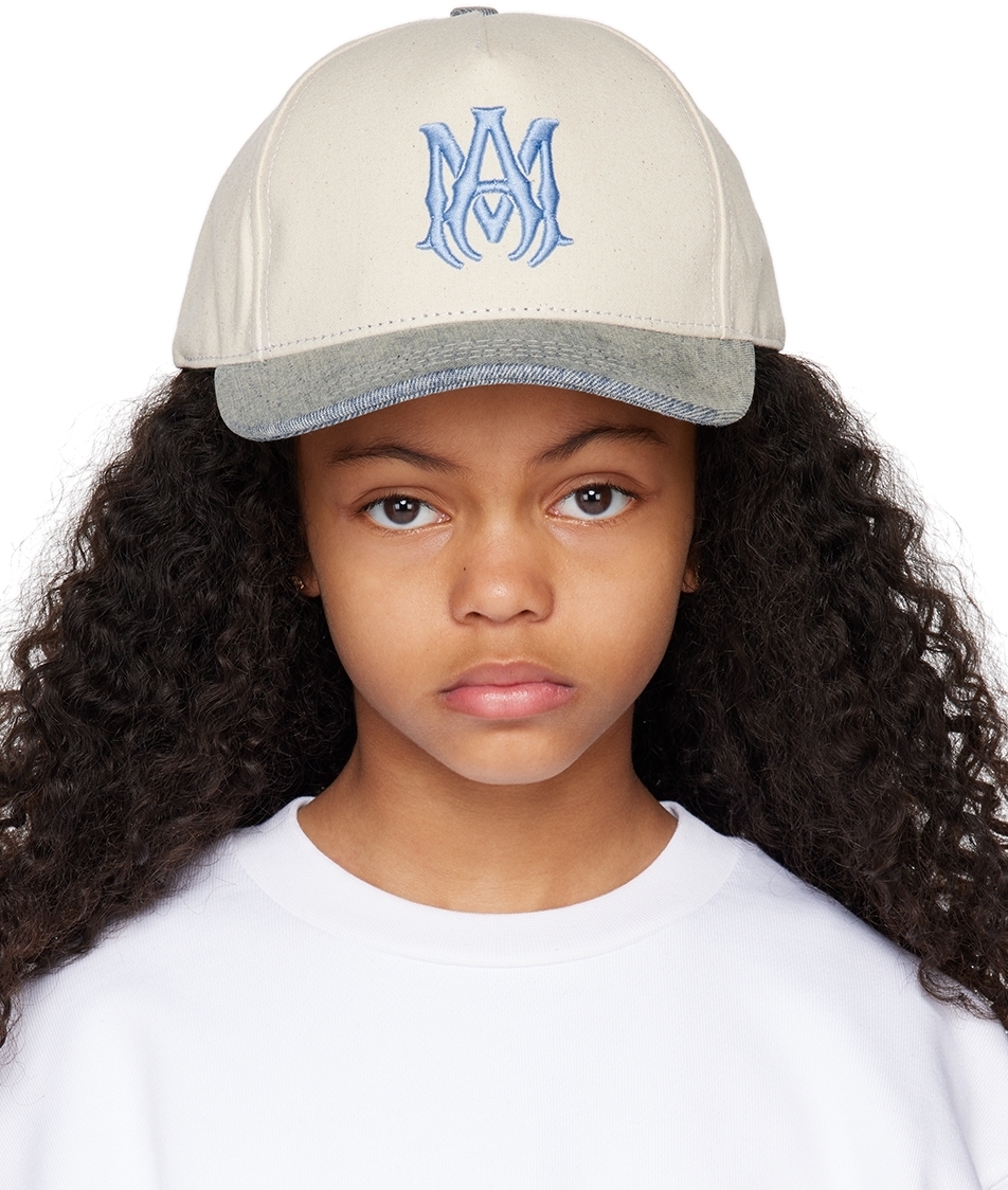 AMIRI Kids Off-White & Blue 'MA' Trucker Cap Amiri
