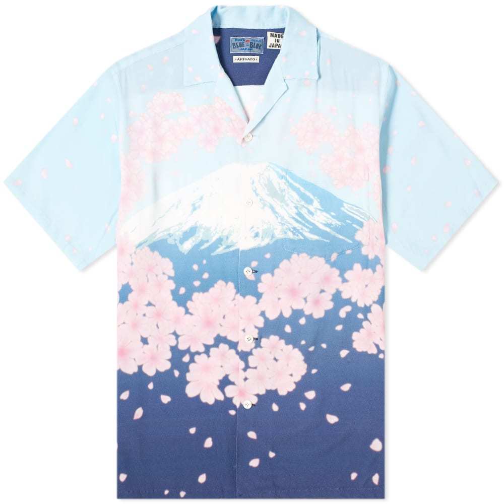 Blue Blue Japan Sakura Tunnel & Mt. Fuji Vacation Shirt Blue Blue Japan