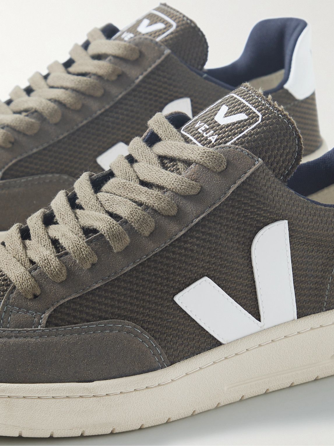 Veja - V-12 Vegan Suede-Trimmed B-Mesh Sneakers - Green VEJA